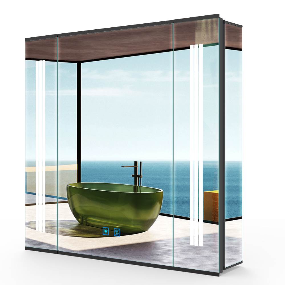 Lumirrors LED Mirror Cabinet with Matt Black Aluminum Touch-Switch Ant ...